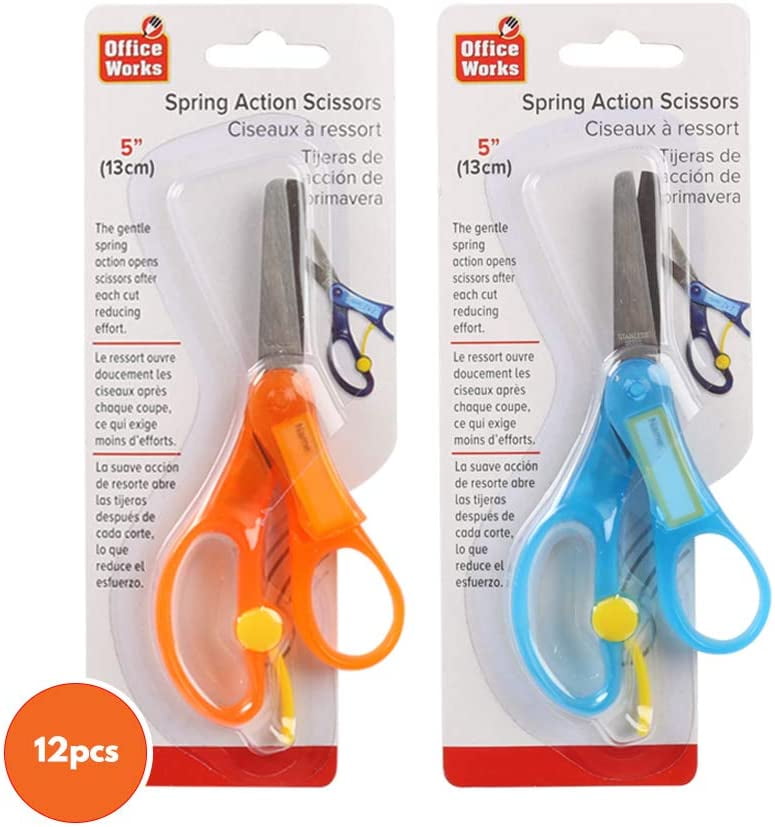 Office Works, Stainless Steel Spring Action Scissors with Blunt End ...