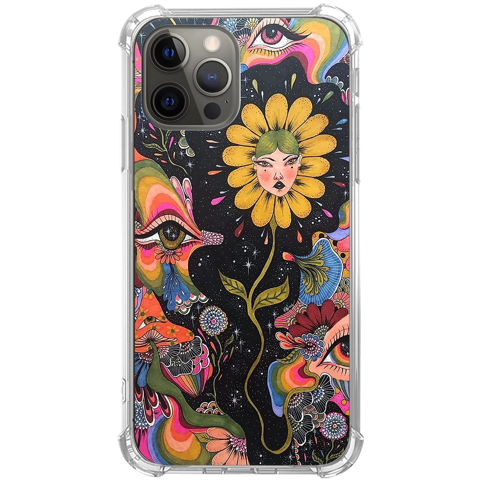 Hippie Art Flower Case for iPhone 13 Pro,Aesthetic Art Design TPU Bumper Cover Case - Walmart.com