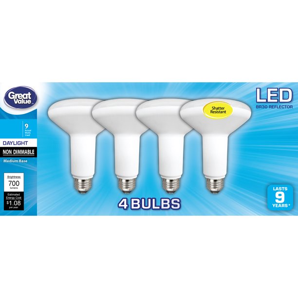 Great Value LED Light Bulb, 9 Watts (65W Equivalent) BR30 Floodlight ...