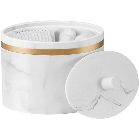 IGUOHAO Cotton Swab Holder, Resin Cotton Ball Canister Jar with Lid, 2 ...