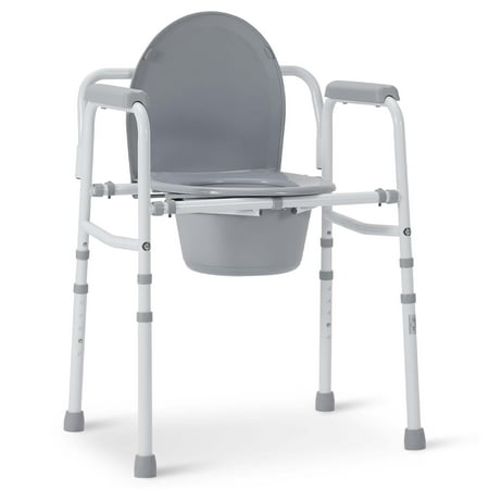 Naipo 3-in-1 Steel Bedside Commode, Sturdy Folding Frame, Raised Toilet ...