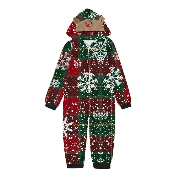 Lolmot Parent-child Warm Halloween Set Printed Home Wear Hoodid Pajamas ...