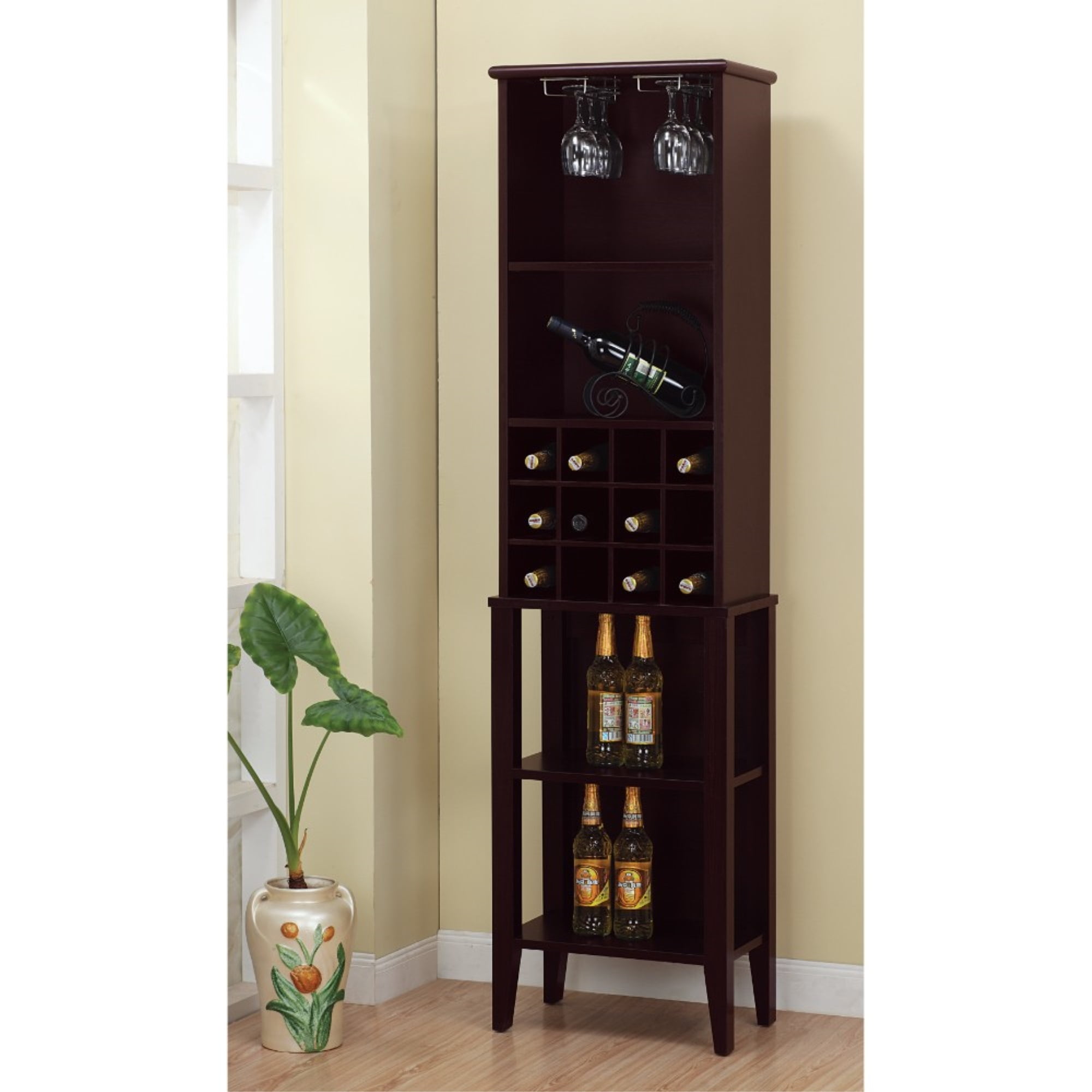 Benzara Well Designed Elegant Wine Bar With Wine Racks, Brown - Walmart.com