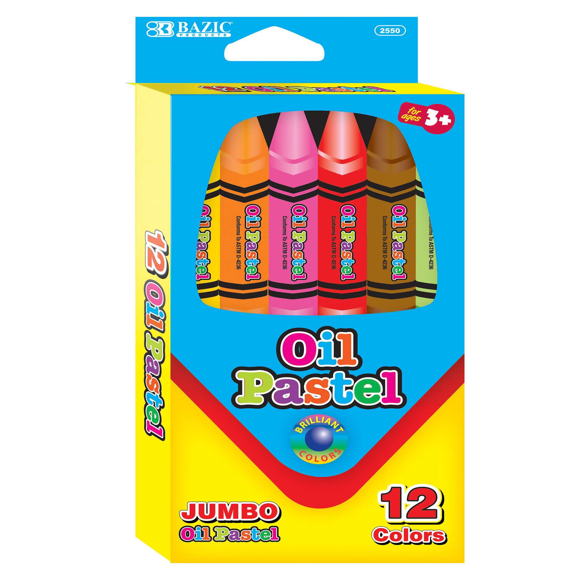 BAZIC Oil Pastel Jumbo 12 Color, Coloring Drawing Pastel, 1-Pack ...