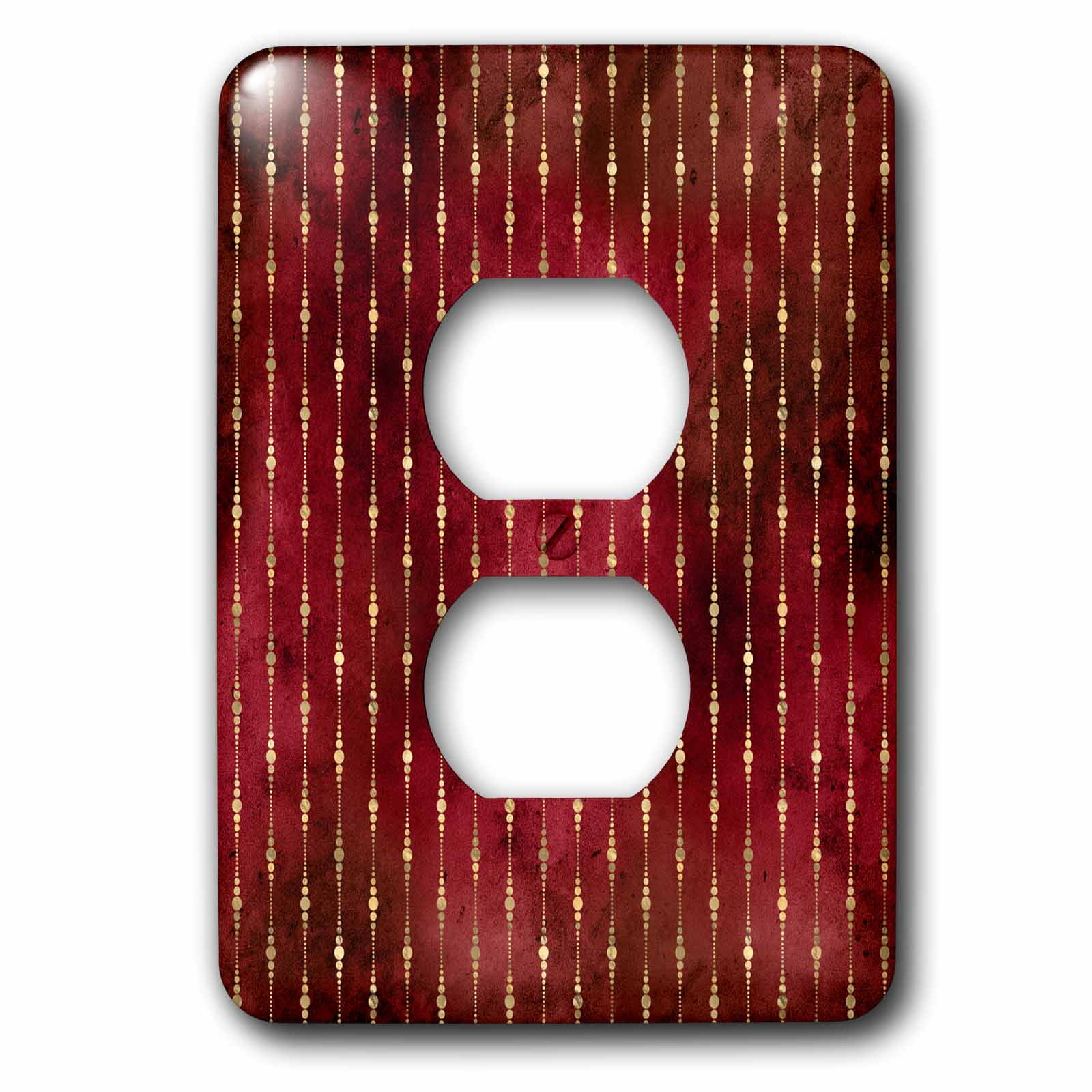 Image Of Burgandy Red Watercolor With Dot Stripes Pattern 2 plug outlet ...