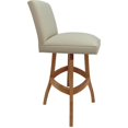 Pemberly Row Set of 3 Extra Tall Swivel Wood Stools 34" in Beige Vinyl ...