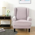CJC Velvet Wingback Chair Sofa Slipcover 2 Pieces Plush Wing Chair ...