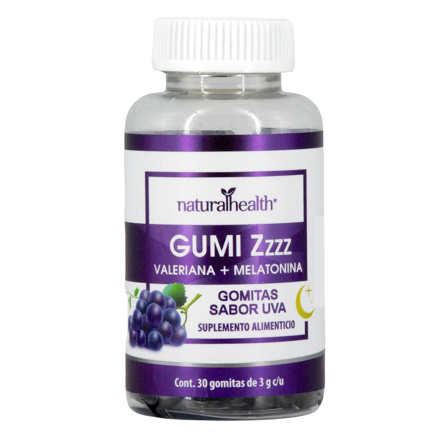 Valeriana Melatonina Uva 30 gomitas Natural Health Gumi Zzzz blanco | Bodega Aurrera en línea