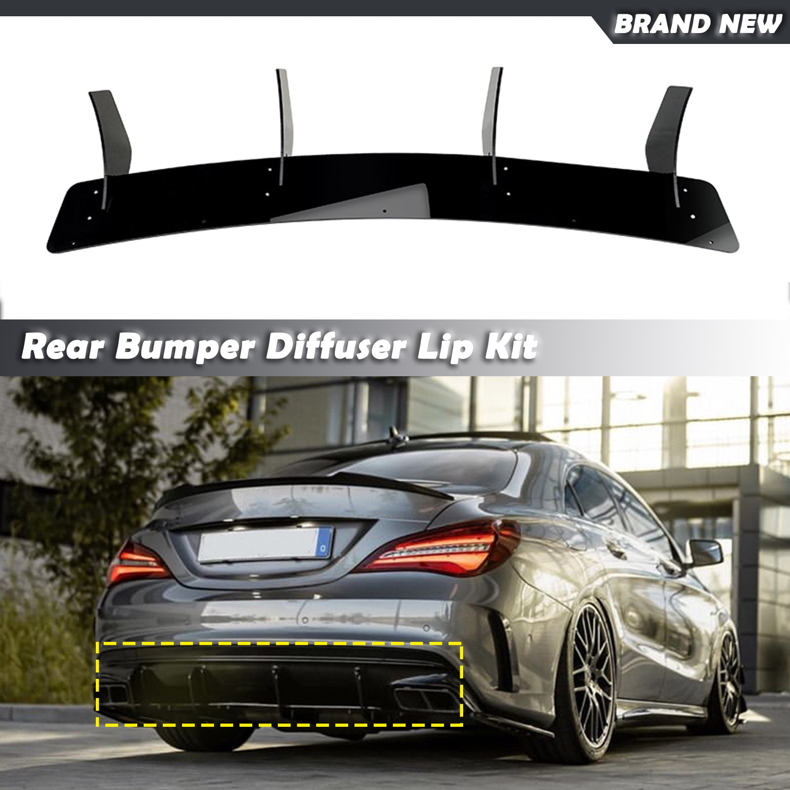 Rear Diffuser Lip Shark Fin Cover Splitter For Benz CLA W117 CLA45 AMG ...