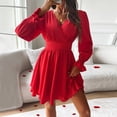 CIENVNSTG Office Dresses for Women V Neck Lantern Sleeve Wrap Mini ...