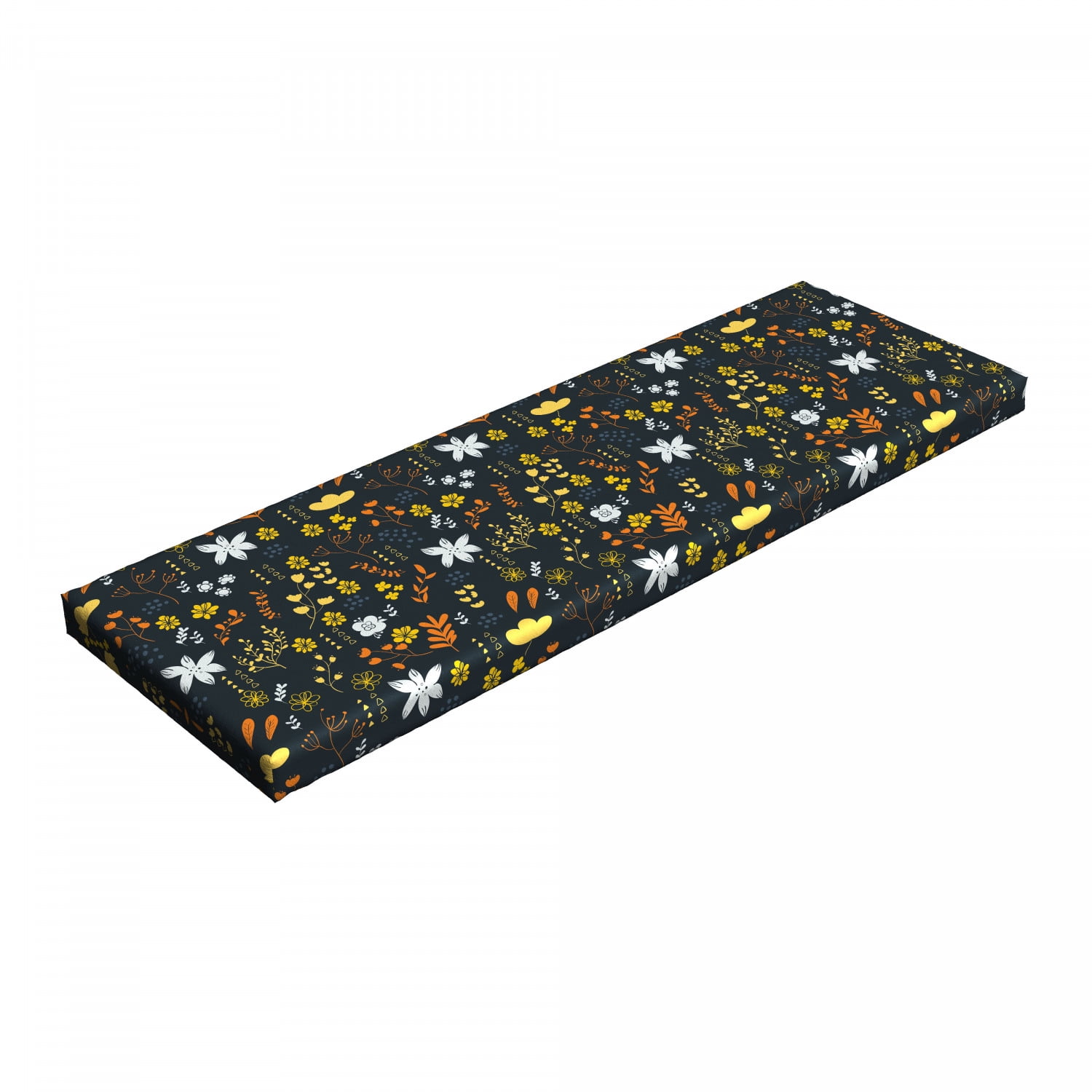 Spring Bench Pad, Childish Doodle Art Pattern with Different Blossoms ...