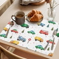 Cartoon Truck Placemats Set of 6 Funny Cute Colorful Car Tree Polka Dot ...