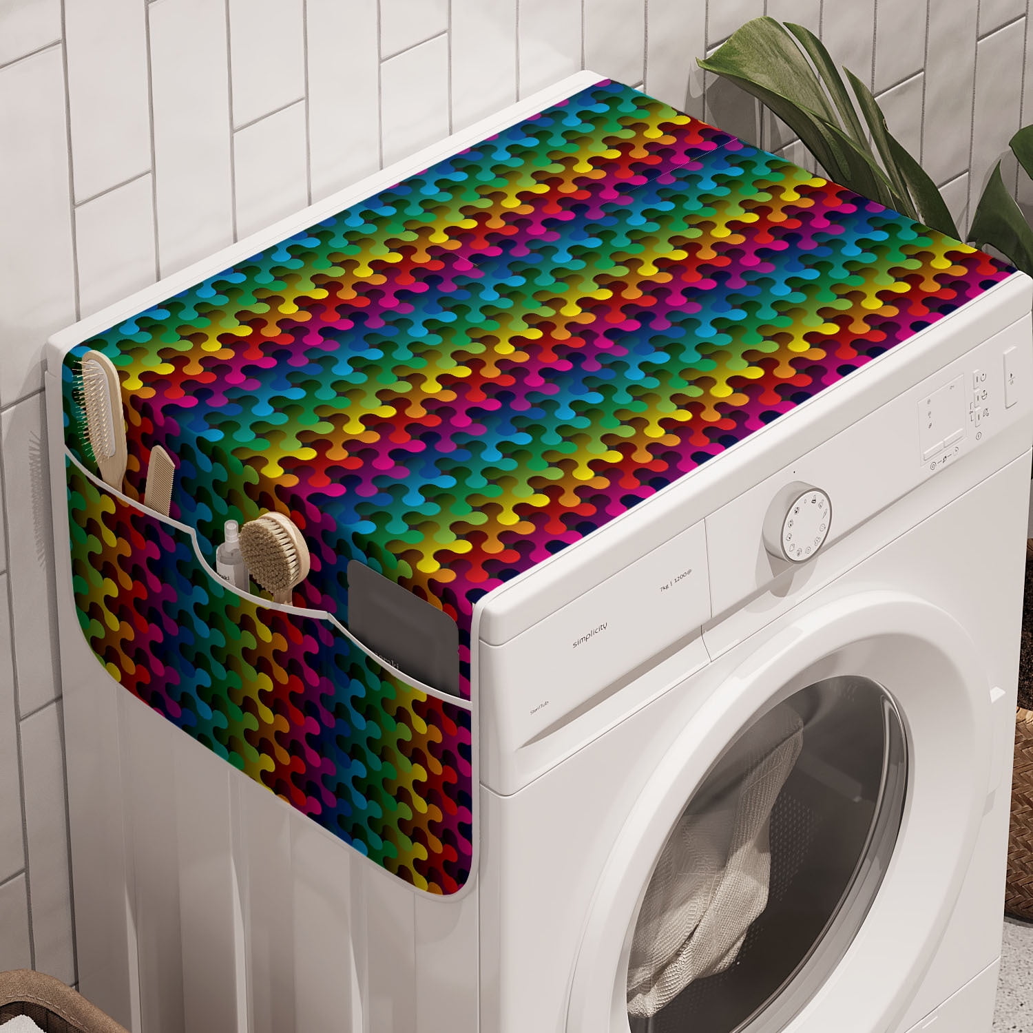 Geometric Washing Machine Organizer, Trippy Digital Gradient Puzzle ...