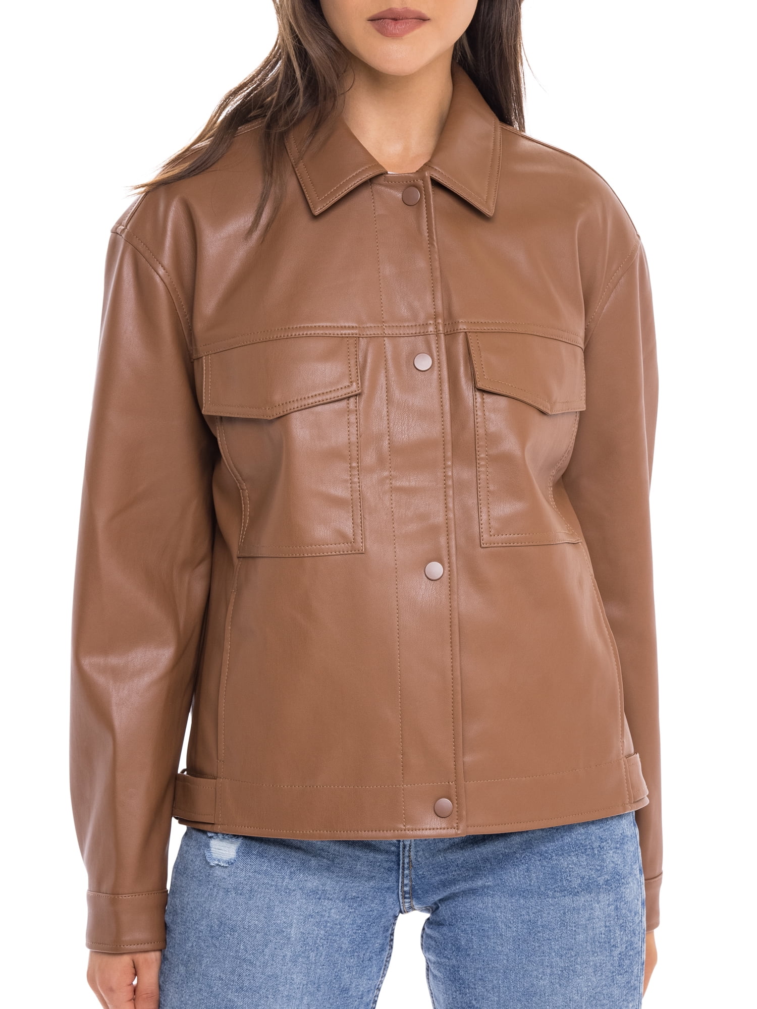 S.E.B. by Sebby Faux Leather Shacket, Oversize Shirt Jacket (Women’s ...