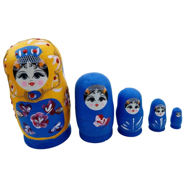 Yinanstore 5 Pieces Matryoshka Doll Stacking Doll Set Cartoon Figures ...