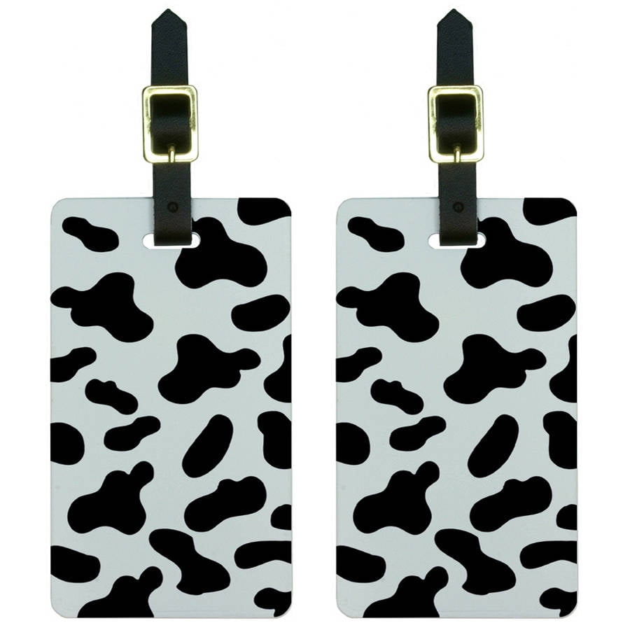 Graphics and More - Cow Print Black White Luggage Tags Suitcase Carry ...