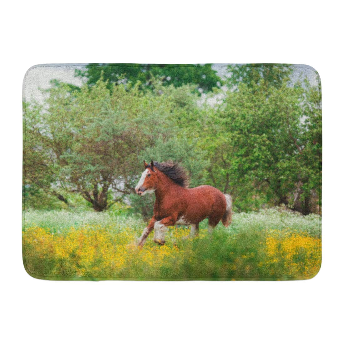 GODPOK Green Black Agriculture Chestnut Clydesdale Horse Runs Gallop in ...