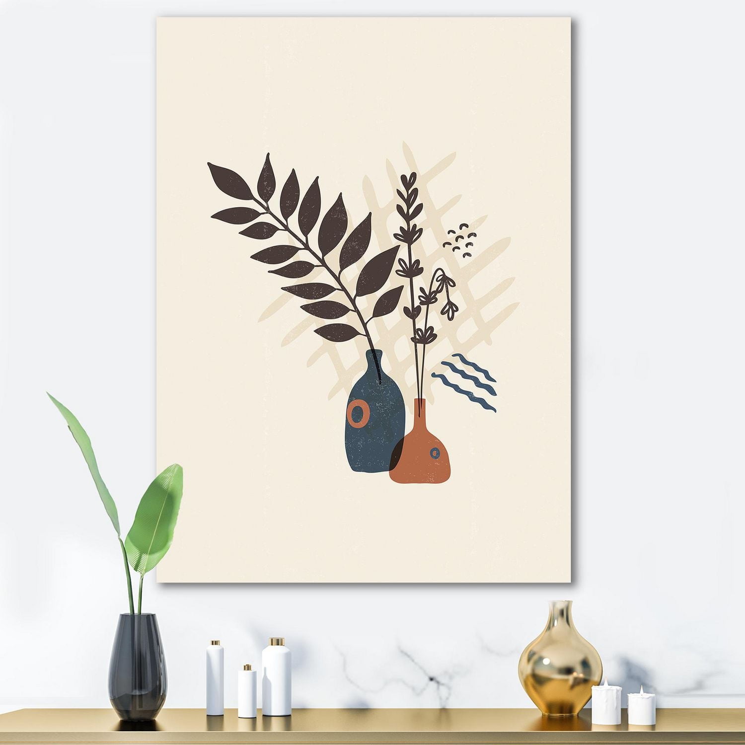 Click here for Designart Vintage Boho Minimalistic Flowers I Canv... prices