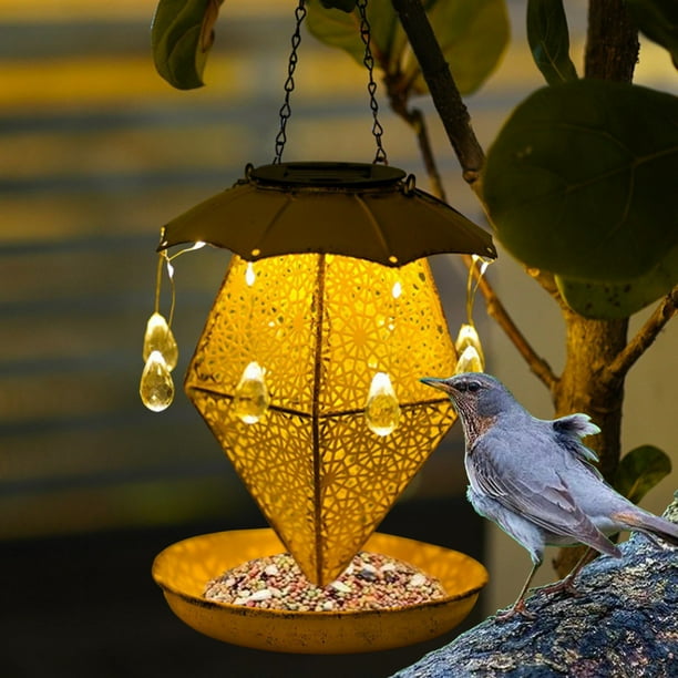 LSLJS Iron Solar Bird Feeder Ground Lamp Umbrella Drip-Drop Garden ...