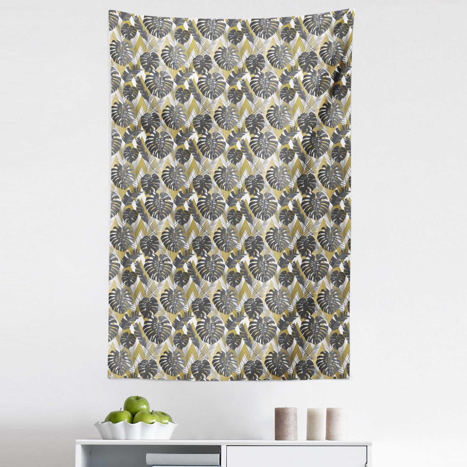 Banana Leaf Tapestry, Botanical Aloha Pattern with Modern Design on ...