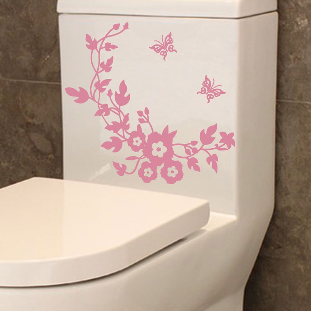 Giftesty Flower Toilet Seat Wall Sticker Bathroom Decoration Decals ...