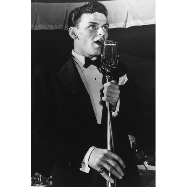 Frank Sinatra B&w 24x36 Poster Very Young at Microphone - Walmart.com ...