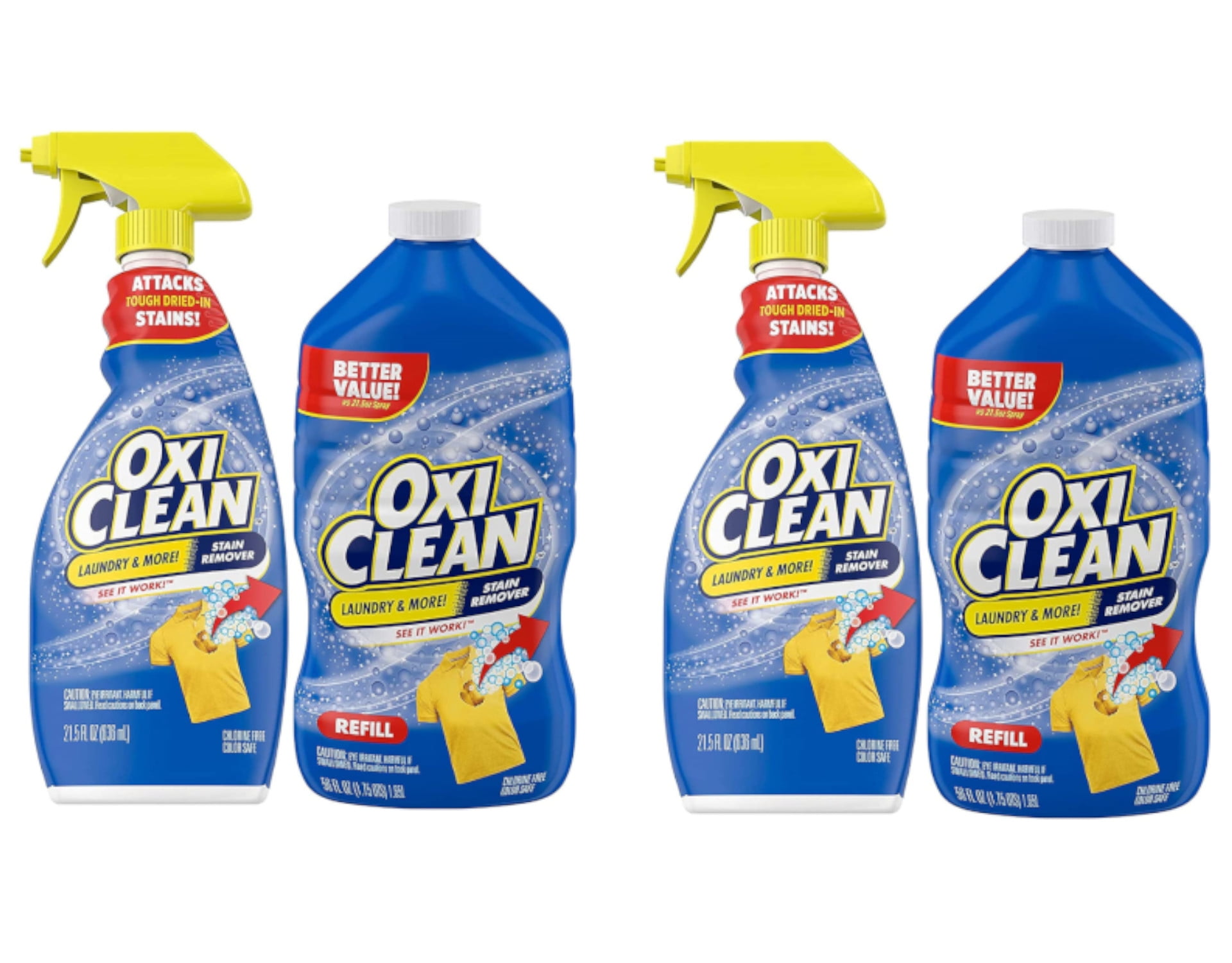 OxiClean Laundry Stain Remover Bundle Pack: 21.5 oz. Spray Bottle + 56 ...