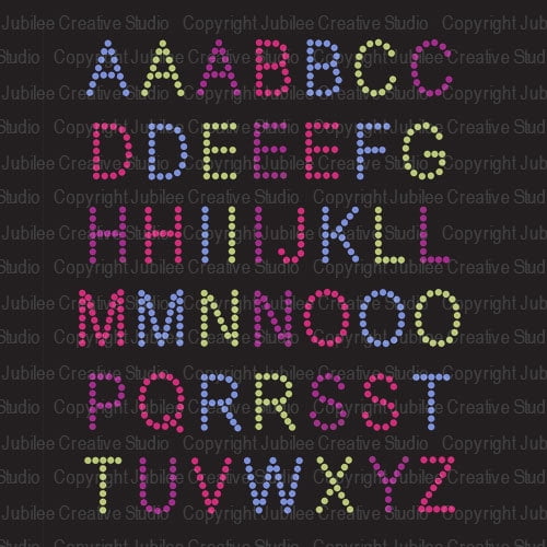 Colorful Alphabet Letters Iron-on Multi Color Rhinestud Transfer by JCS ...