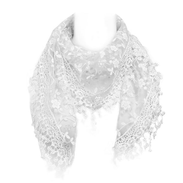 Wrapables® Embroidered Floral Lace Triangle Scarf, White - Walmart.com ...