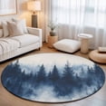 Abstract Dark Green Forest Area Rugs 3' (Round) Tree Fog Landscape ...