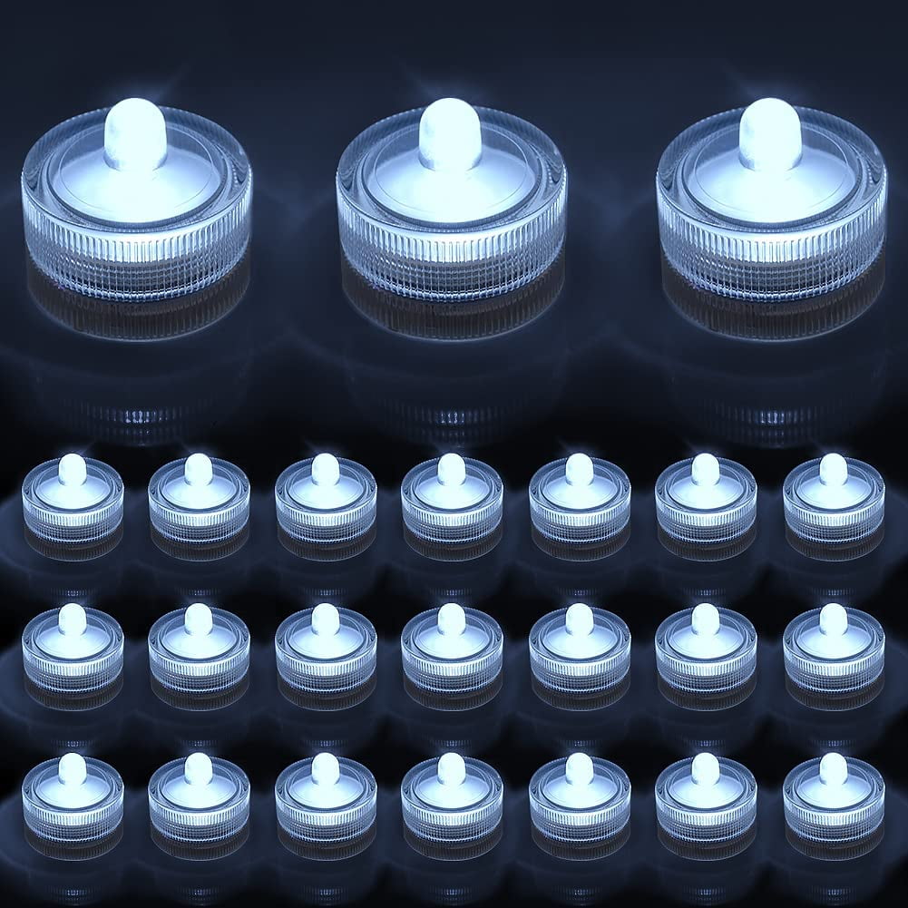 Submersible Led Light, 24 pcs Waterproof Flameless Candle Tea Lights ...