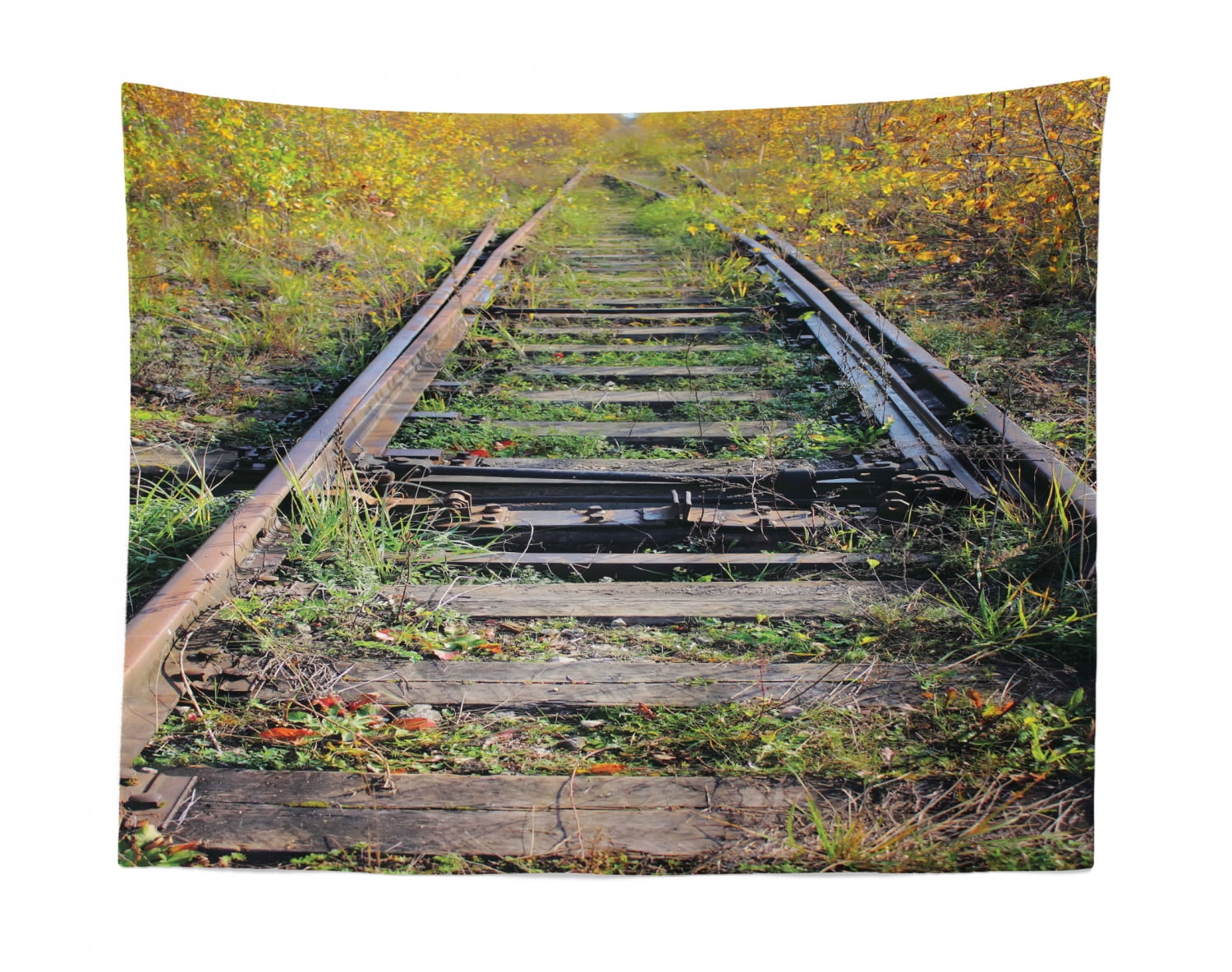 Train Tapestry, Old Fashion Vehicle Coming from Horizon in Twilight ...