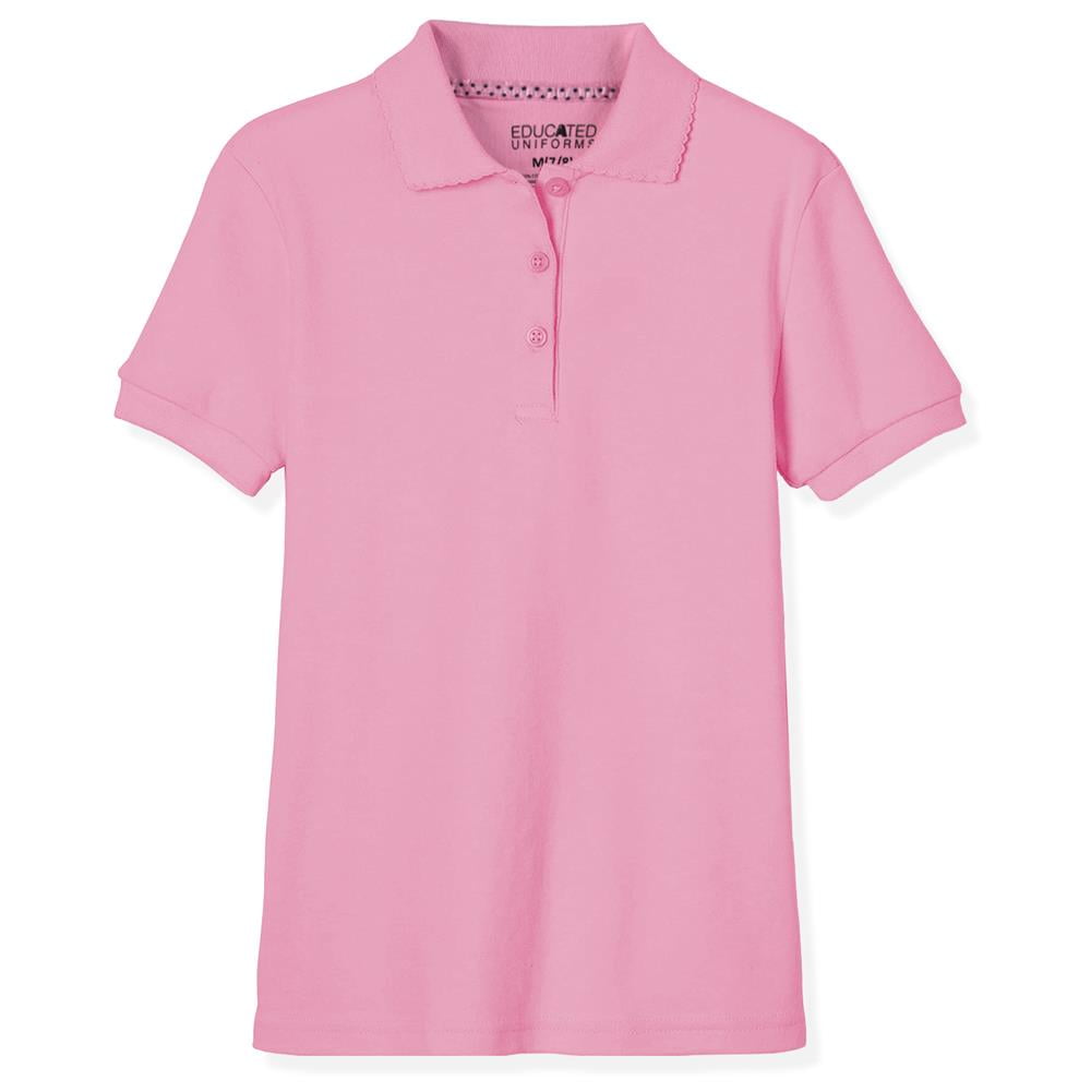 Educated Uniforms Girls 4-20 Short Sleeve Pique Polo Shirt Pink 4/5 ...