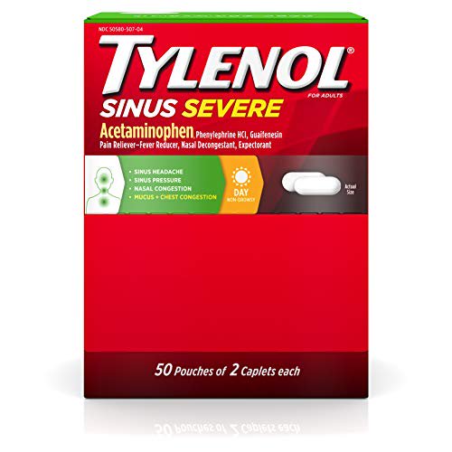 Tylenol Sinus Severe Daytime Caplets, 100 Count - Walmart.com