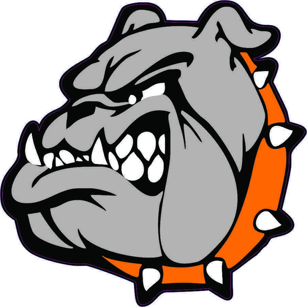 3in x 3in Orange Collared Bulldog Mascot Sticker - Walmart.com