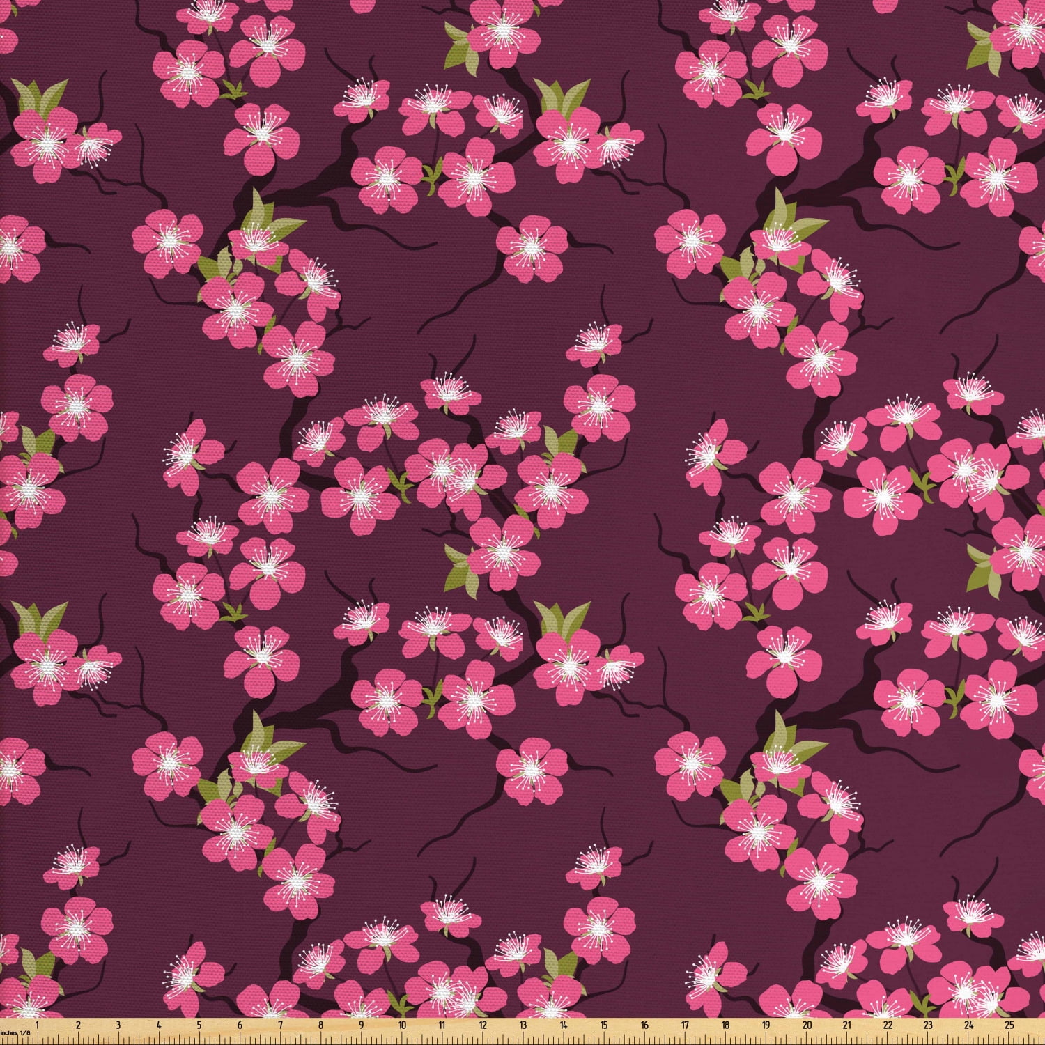 Cherry Blossom Fabric by The Yard, April in Asia Seasonal Trees in Full ...
