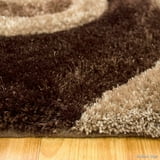 Allstar Living Room Coco Shaggy Area Rug, 3D Brown Spiral Design, 5' x ...