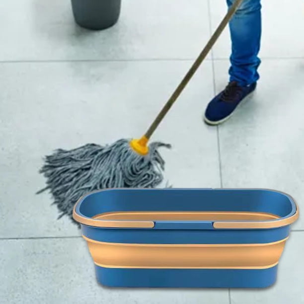 Collapsible Mop Bucket with Wheels Handle Folding Basket for Indoor ...