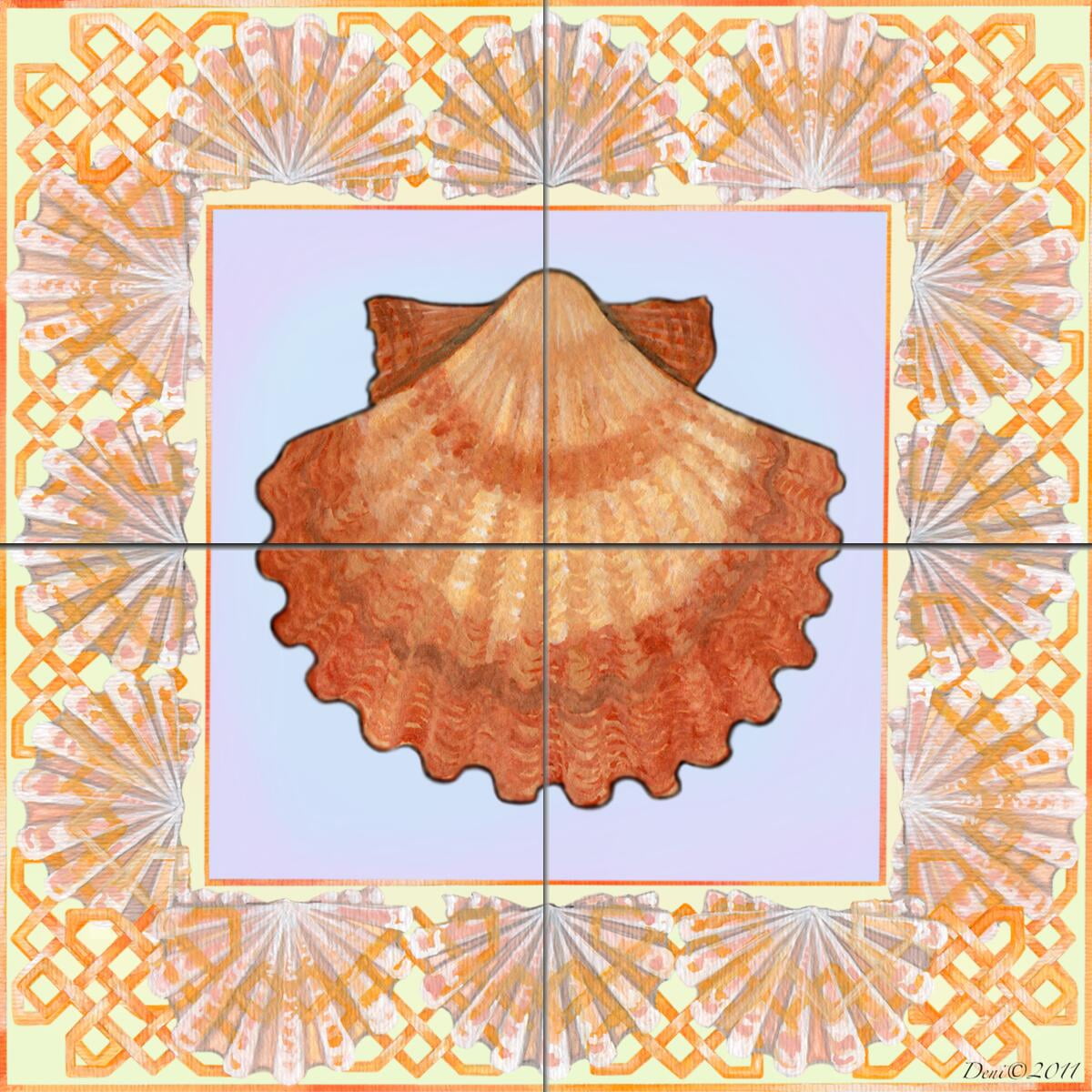 Tile Mural Bathroom Backsplash - Seashell Square 6-DF - by Denise ...