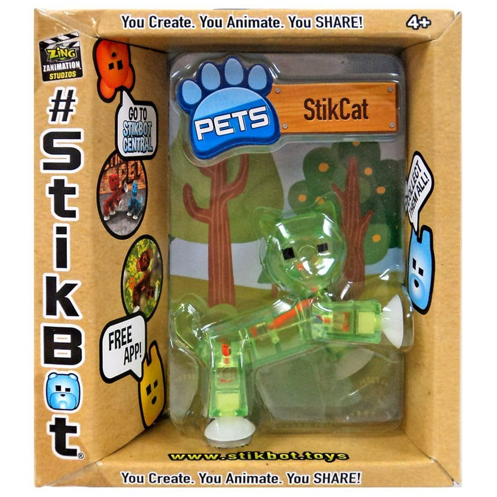 Stikbot Pets Series 1 StikCat Figure [Green] - Walmart.com - Walmart.com