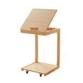 C Shaped Table for Couch, C Table with Wheels,Wooden Couch Table ...