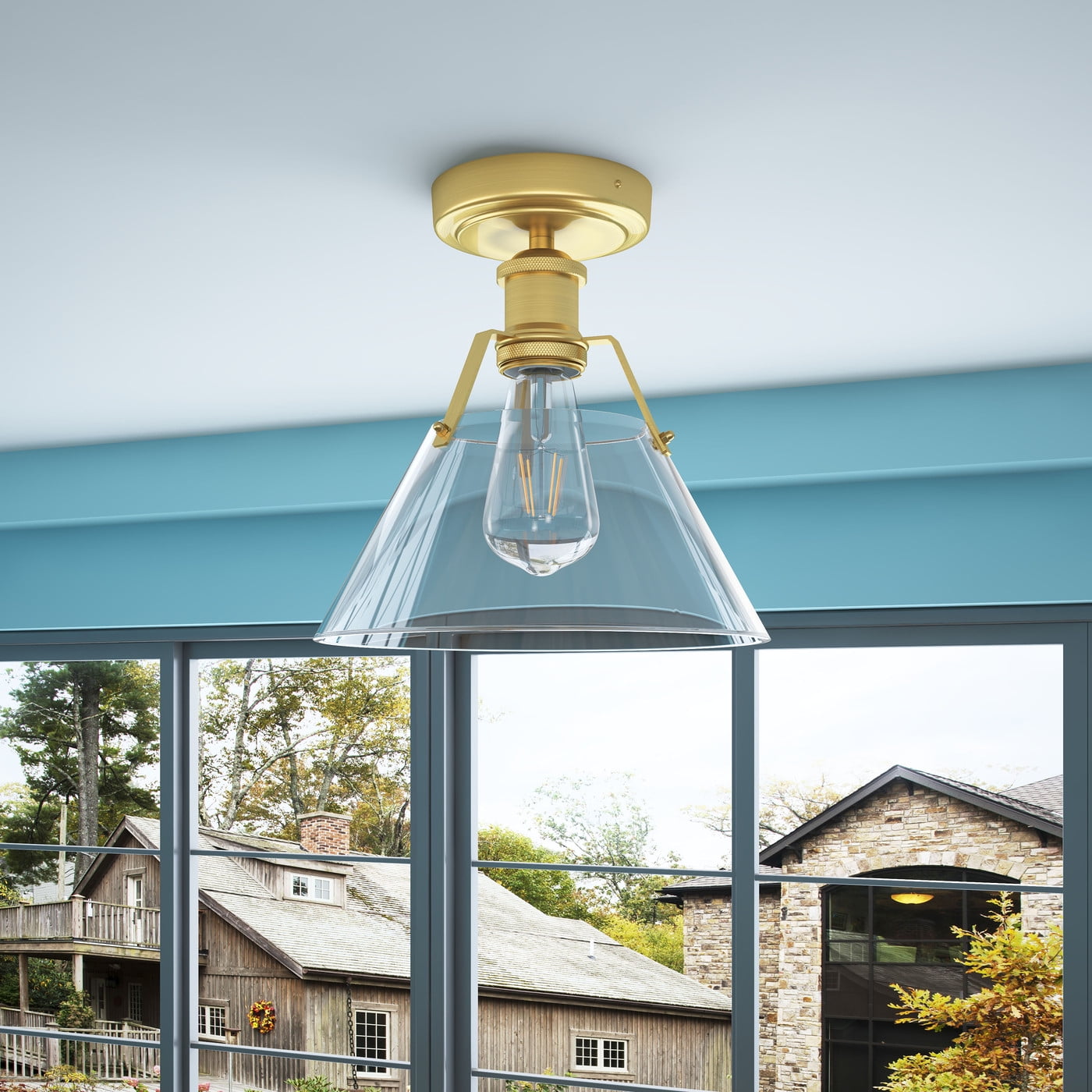 Aiwen Modern Glass Shade Flush Mount Ceiling Lamp E26 Base Light ...