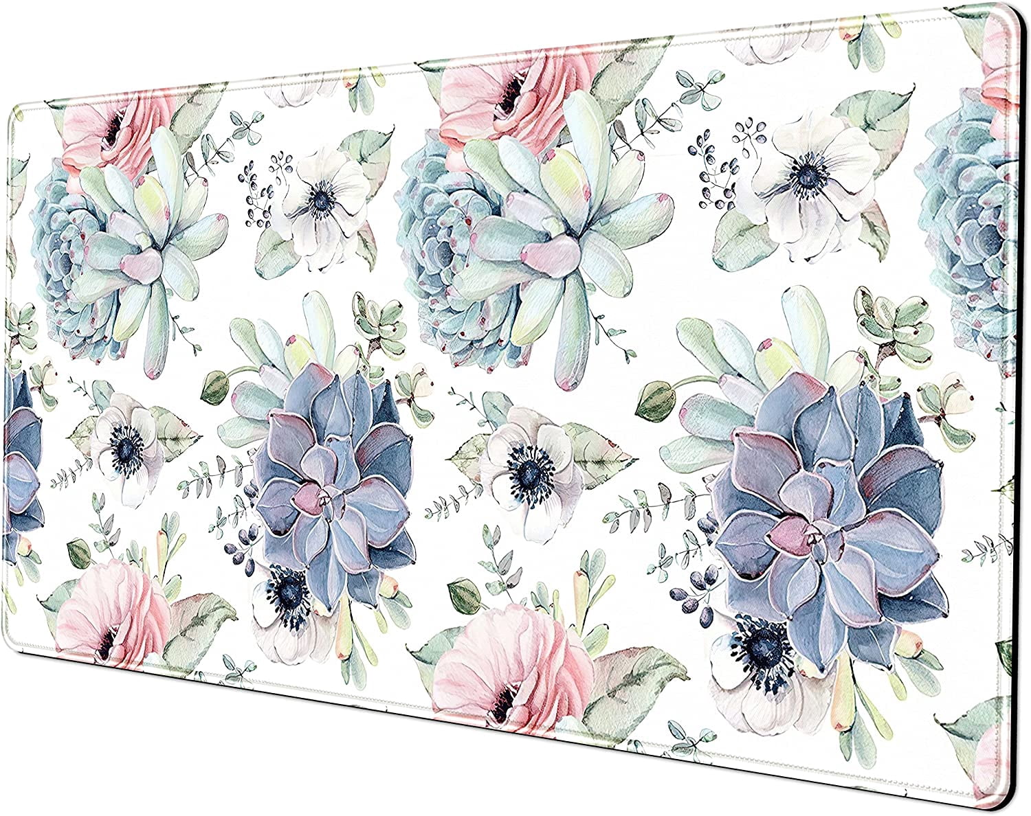 Watercolor Succulents Desk Mat, Plants Succulent Roses Desk Pad ...