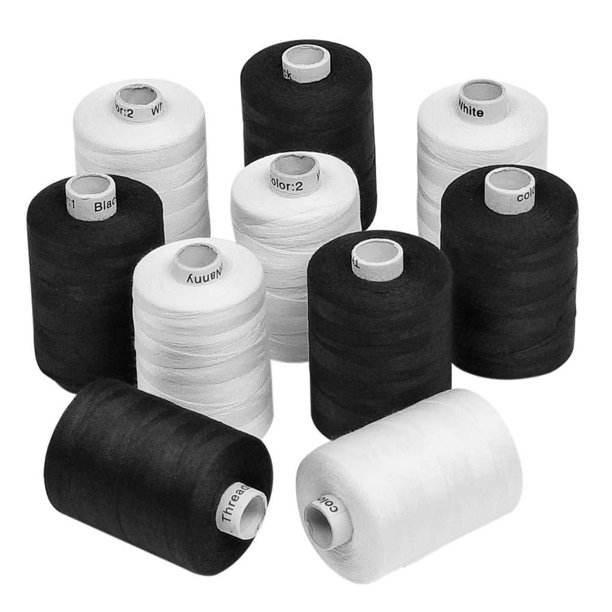 New ThreadNanny Black and White Spools of 3-PLY Polyester Sewing ...