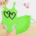 Afdoent Girls One Piece Swimsuits Kids Ruffle Swimsuit With Heart ...