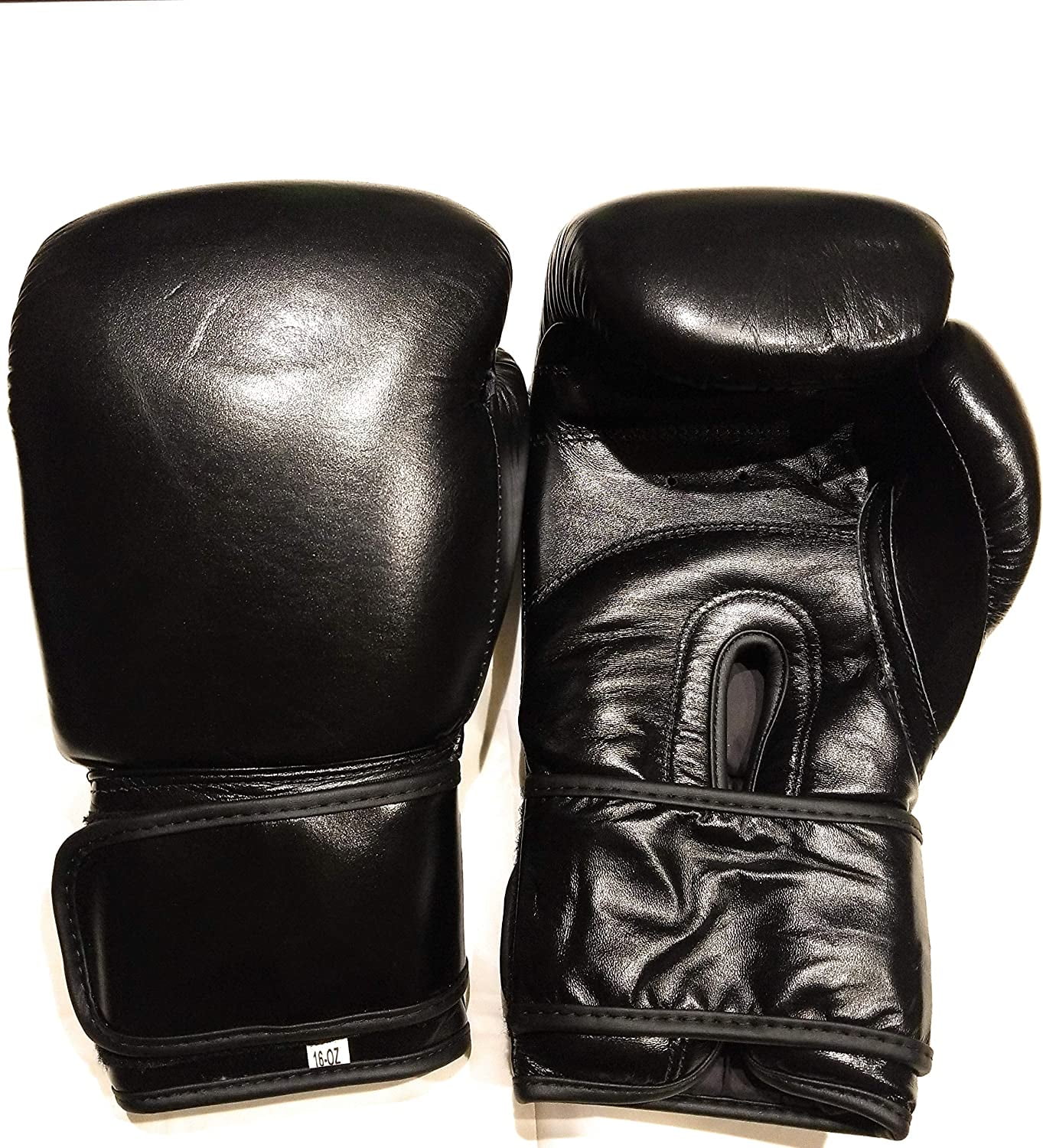 Pro Boxing Gloves 12oz in Black Leather Sparring, Grappling, Kickboxing ...