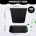 100 Pcs 4 Inch Flower Pots Square Plants Nursery Pot Plastic Plant ...