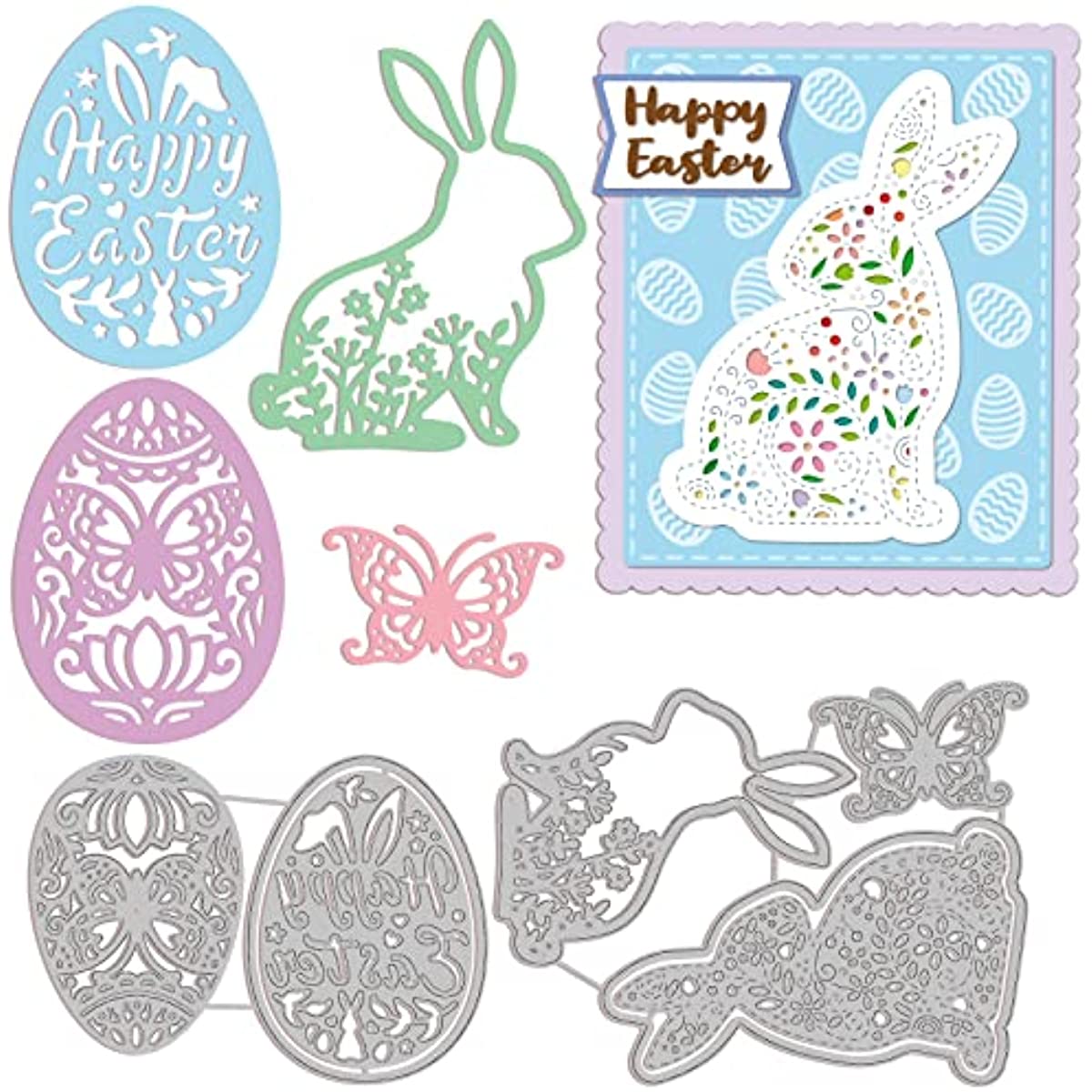 2pcs Patterned Easter Bunny Cutting Dies Easter Eggs Carbon Steel Die ...