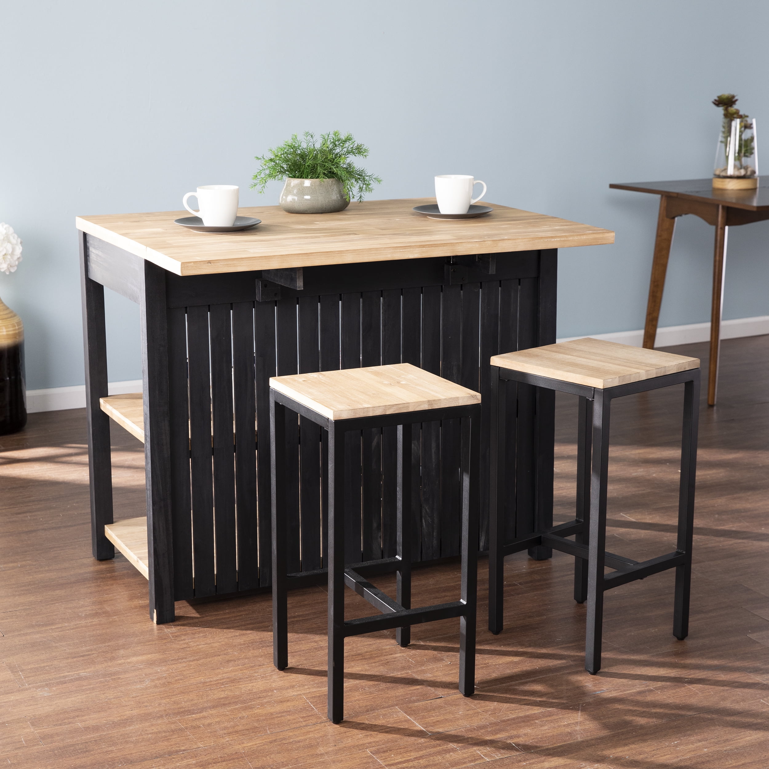 Southern Enterprises Berinslee Pair of Kitchen Stools, Black, Set of 2 ...