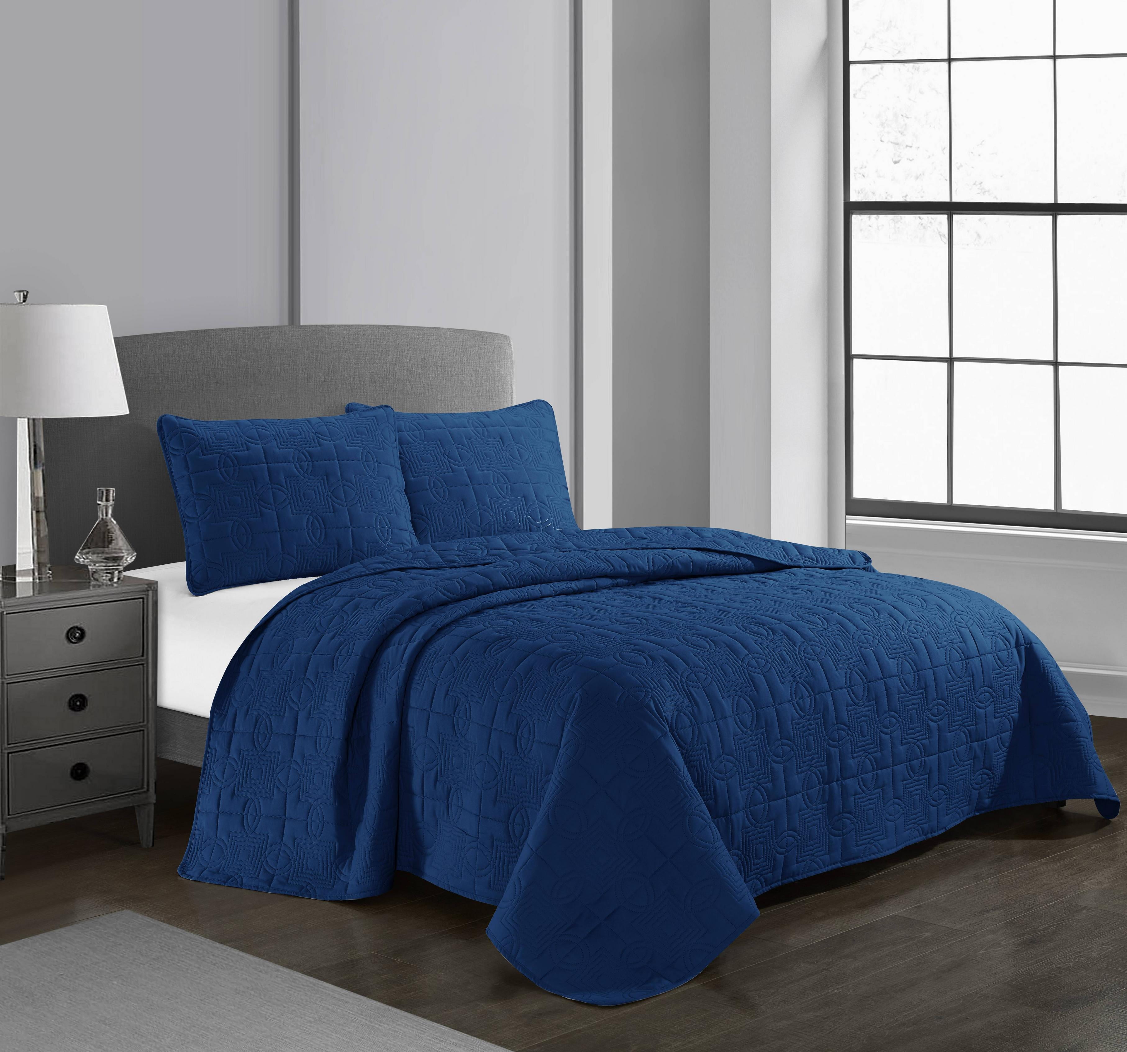 Casa Pinsonic 3-Piece Navy Quilt Set, King - Walmart.com